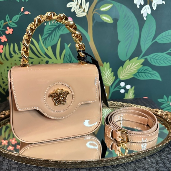 Versace | Bags | Versace La Medusa Caramel Patent Two Way Mini Bag Nwt ...